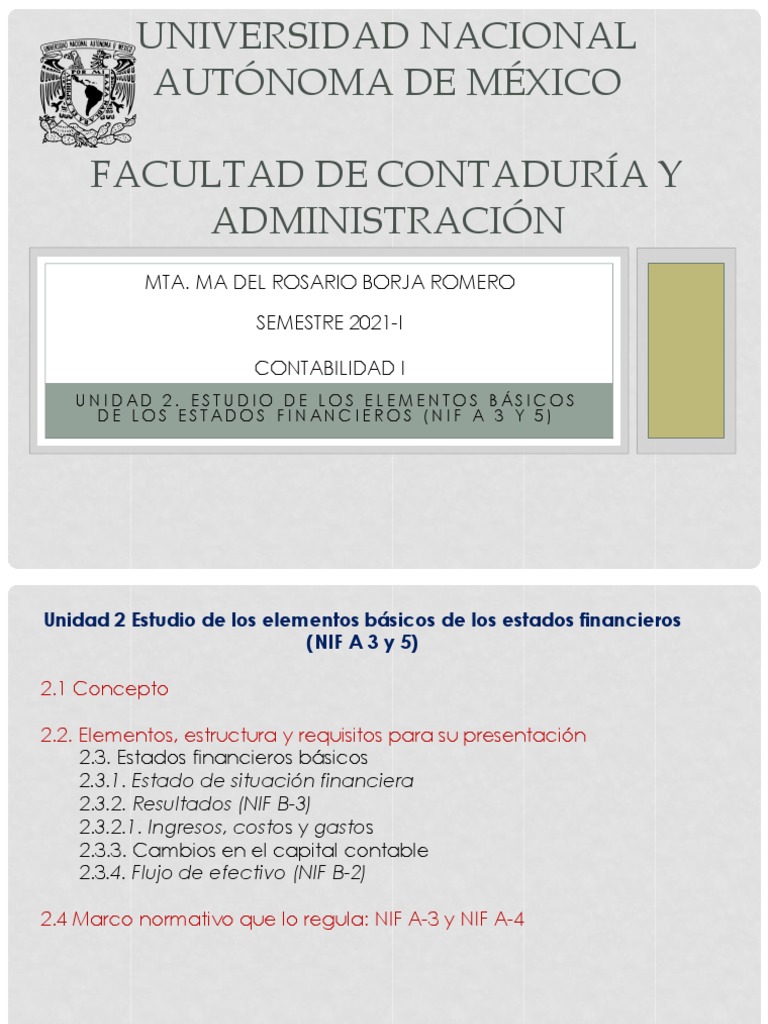 Unidad 2 Nif A3 y 5 | PDF | Contabilidad | Estado financiero