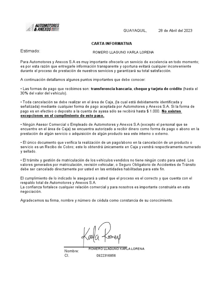 Información sobre Registro y Pagos | PDF