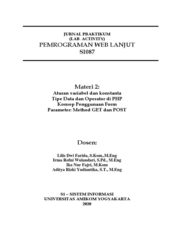 Modul 2 Praktikum PWL - AturanVariabelGETPOST | PDF