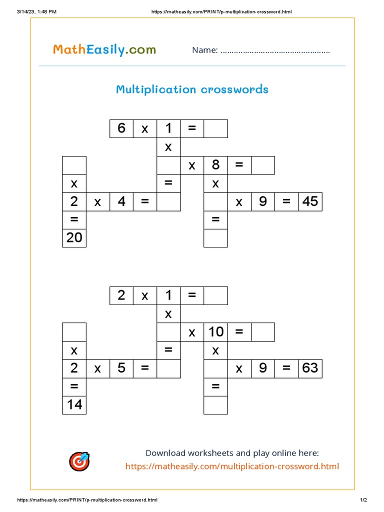 P-Multiplication-Crossword 2 | PDF | Teaching Methods & Materials