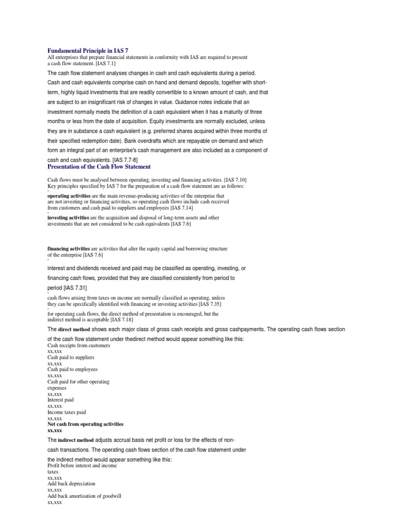 IAS 7 Fundamental Principles in IAS 7 | PDF | Cash And Cash Equivalents ...