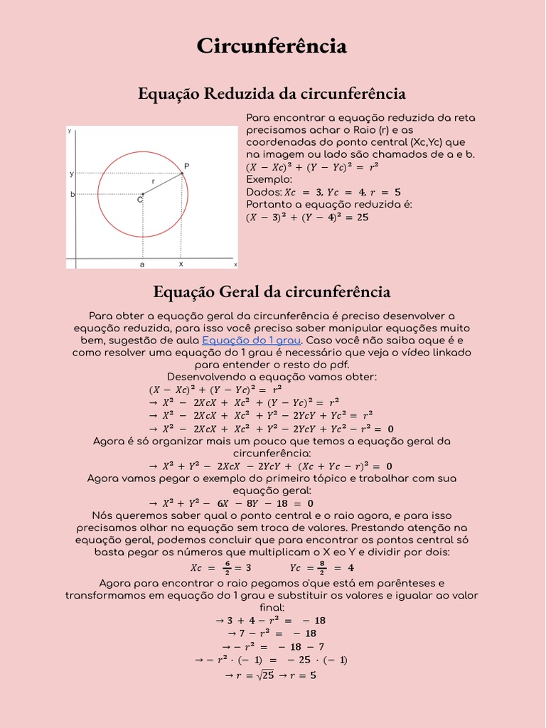 Circunferência | PDF | Equações | Matemática