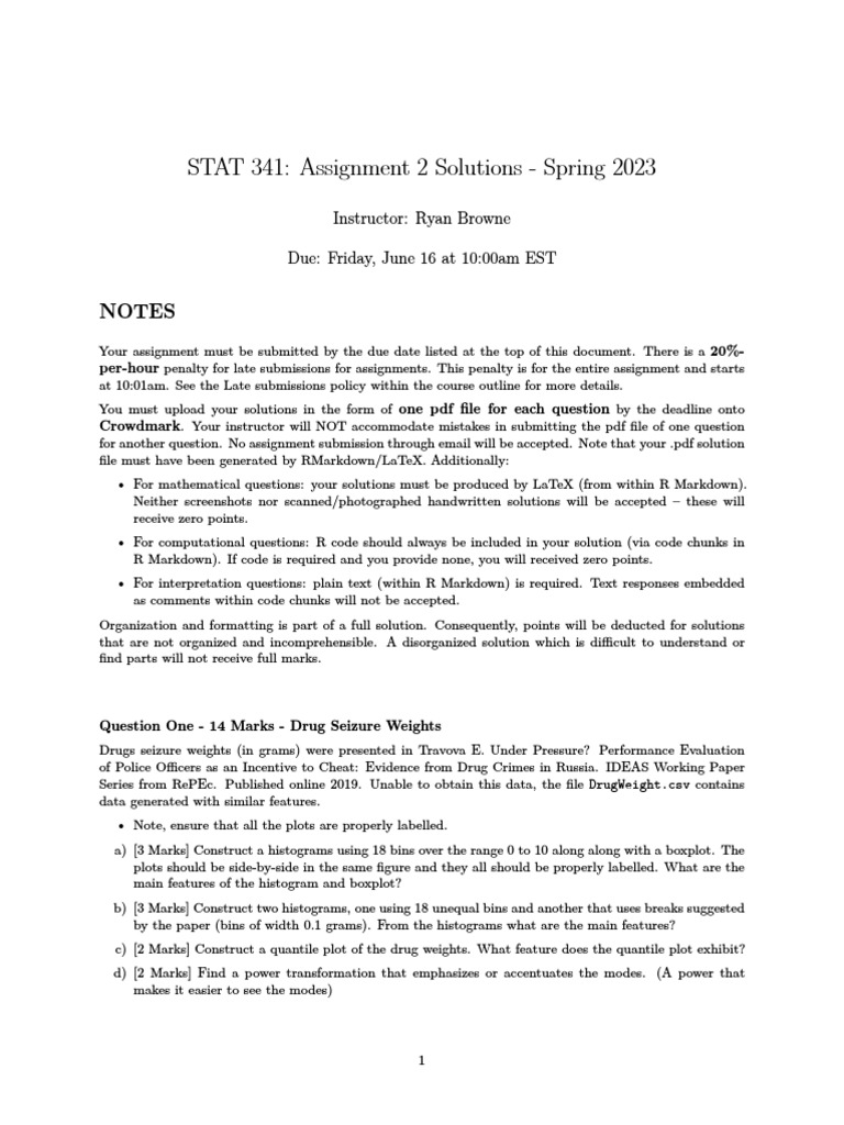 Stat341 A2 | PDF