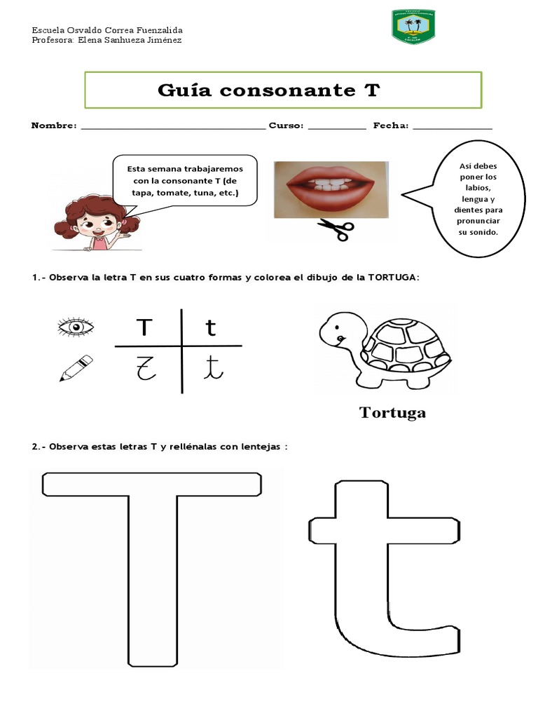 Guía Consonante T | PDF | Lingüística | Fonética