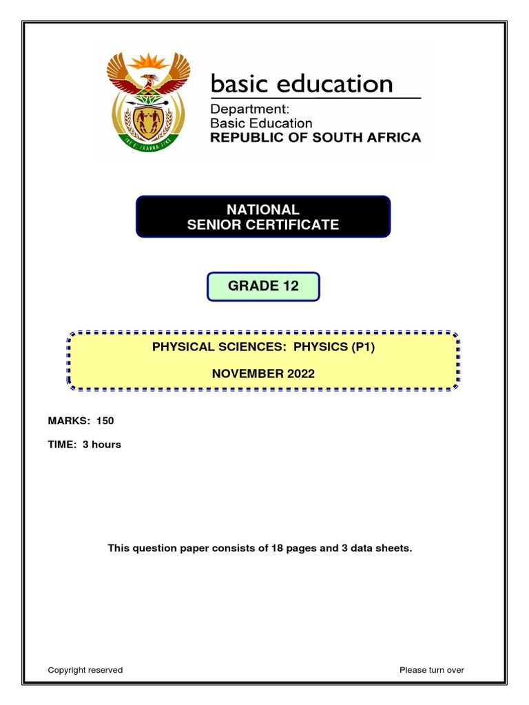 Physical Sciences P1 Nov 2022 Eng | PDF | Inductor | Force