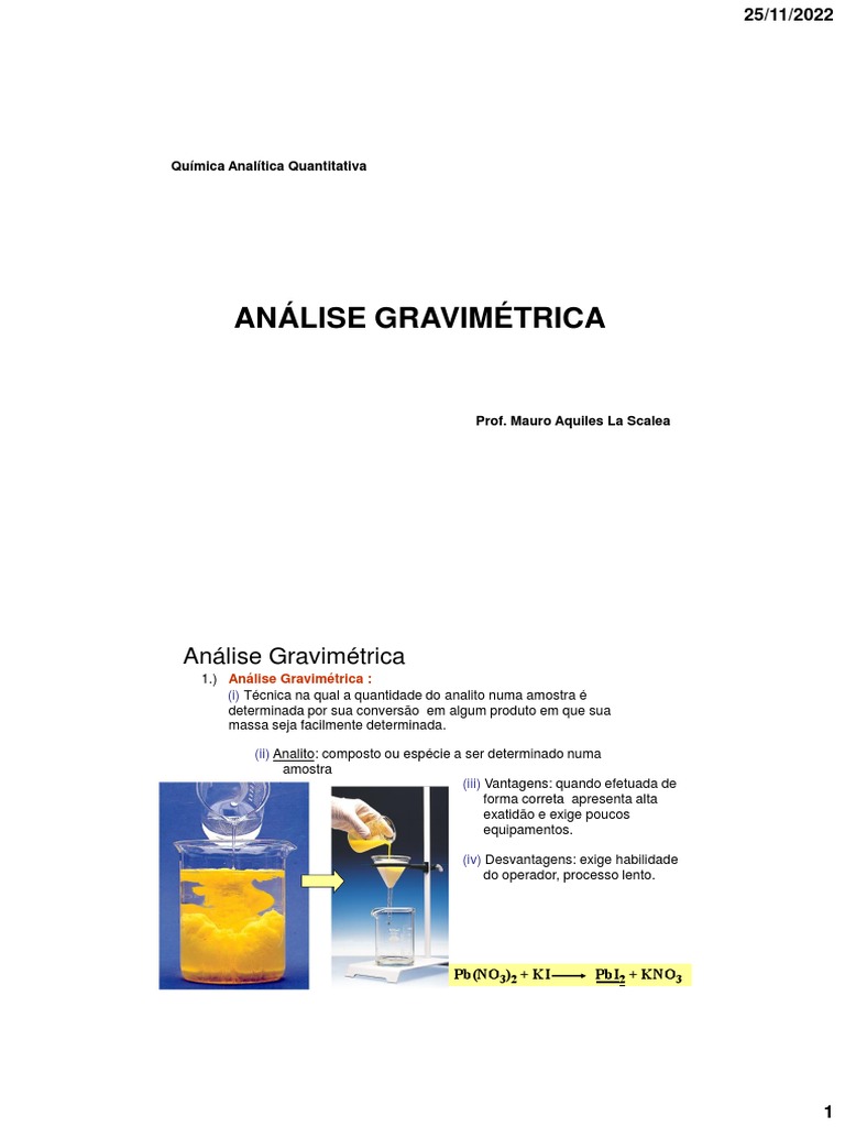 Gravimetria | PDF | Precipitação (Química) | Solubilidade