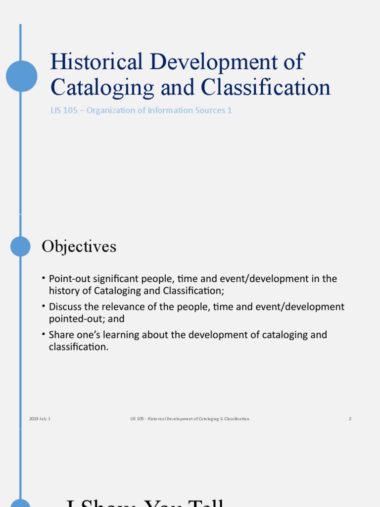 Historical Development of Cataloging and Classification | PDF | Career ...