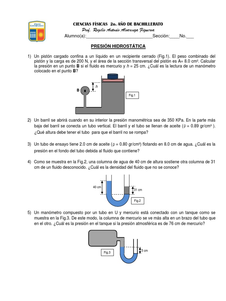 Presión Hidrostática 2 | PDF | Presión | Química