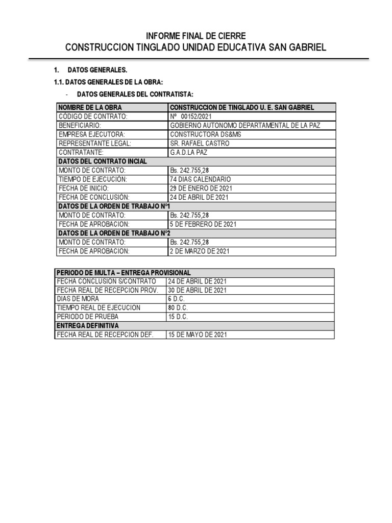 Informe Final de Cierre | PDF | Multa (pena)