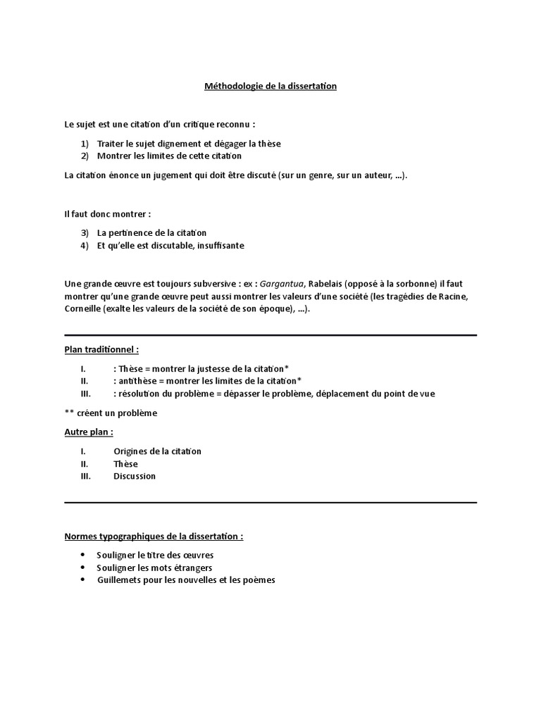 Méthodologie de la dissertation littéraire | PDF