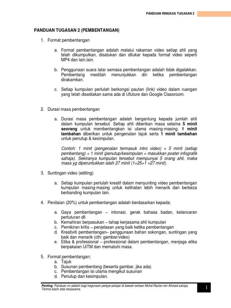 IPK661 Panduan Tugasan 2 (Pembentangan & Infografik) | PDF