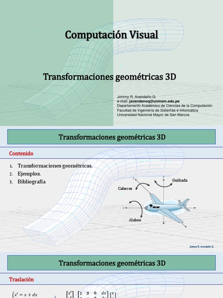 TEO 06 Transformaciones Geometricas 3D | PDF | Rotación | Movimiento (física)