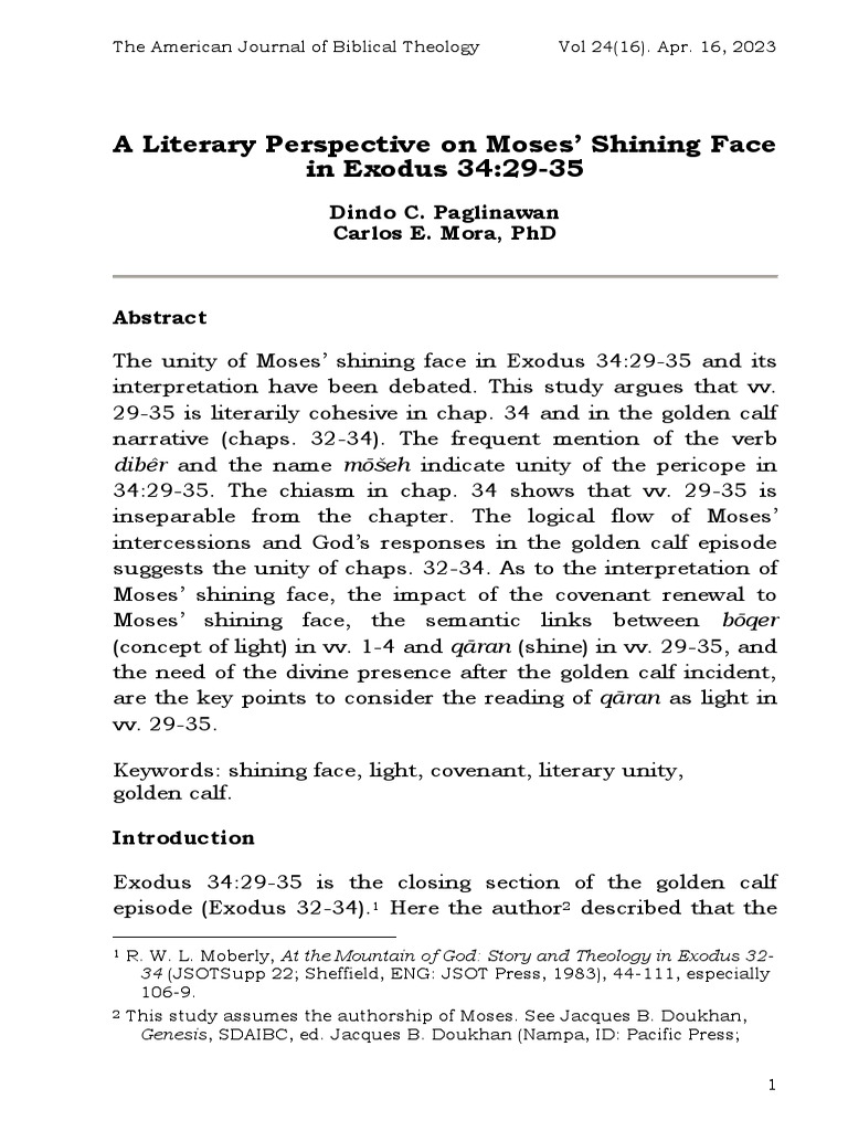 A Literary Perspective of Moses's Shining Face | PDF | Social Science ...