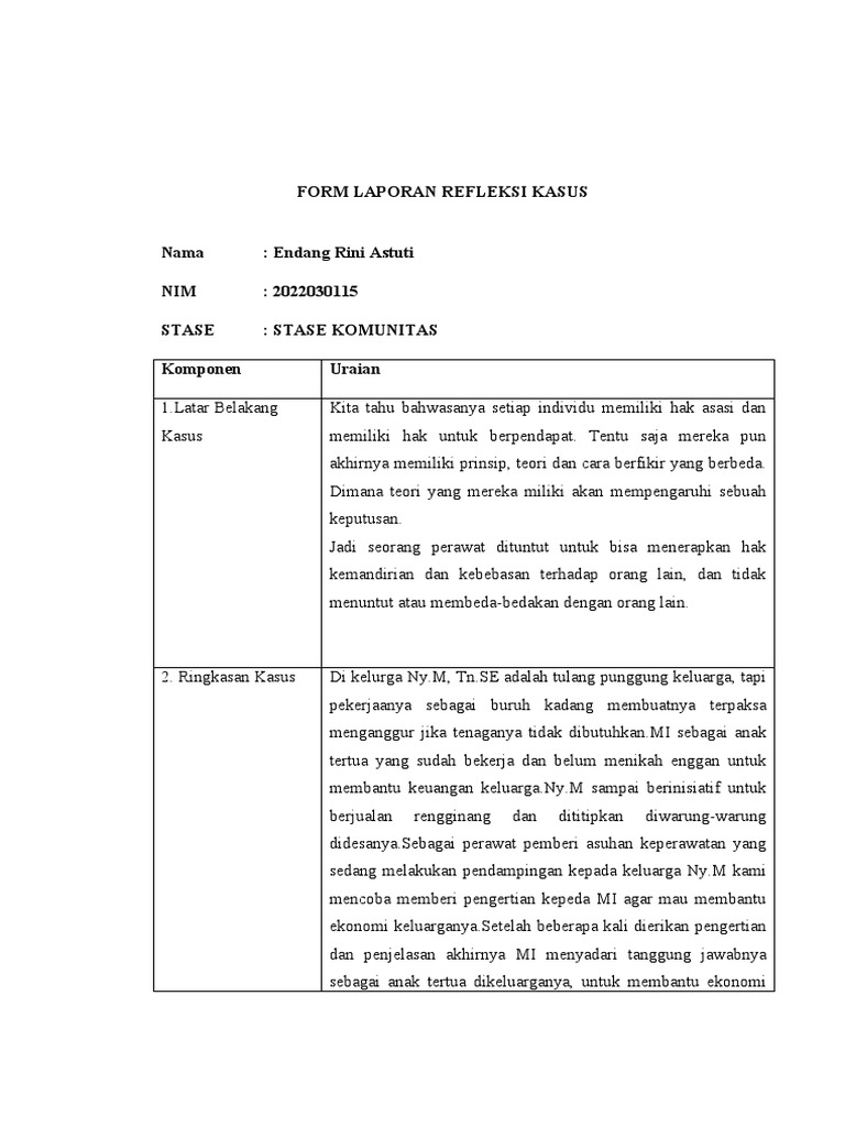 Komunitas - Refleksi Kasus | PDF