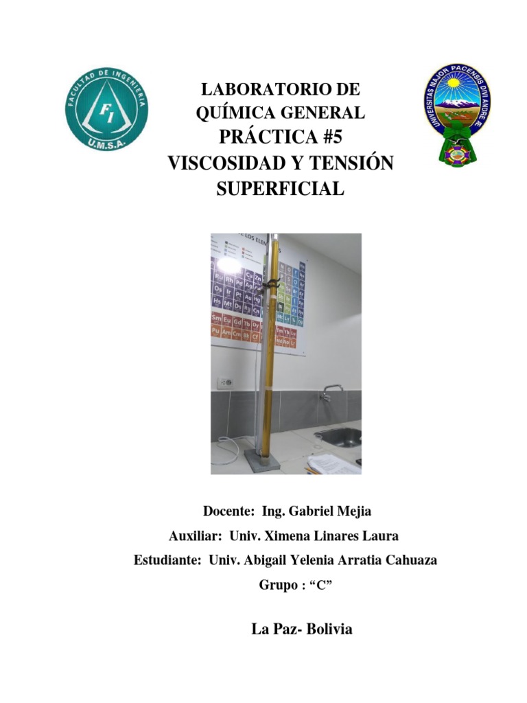 Practica 5 Tension Superficial | PDF | Viscosidad | Líquidos