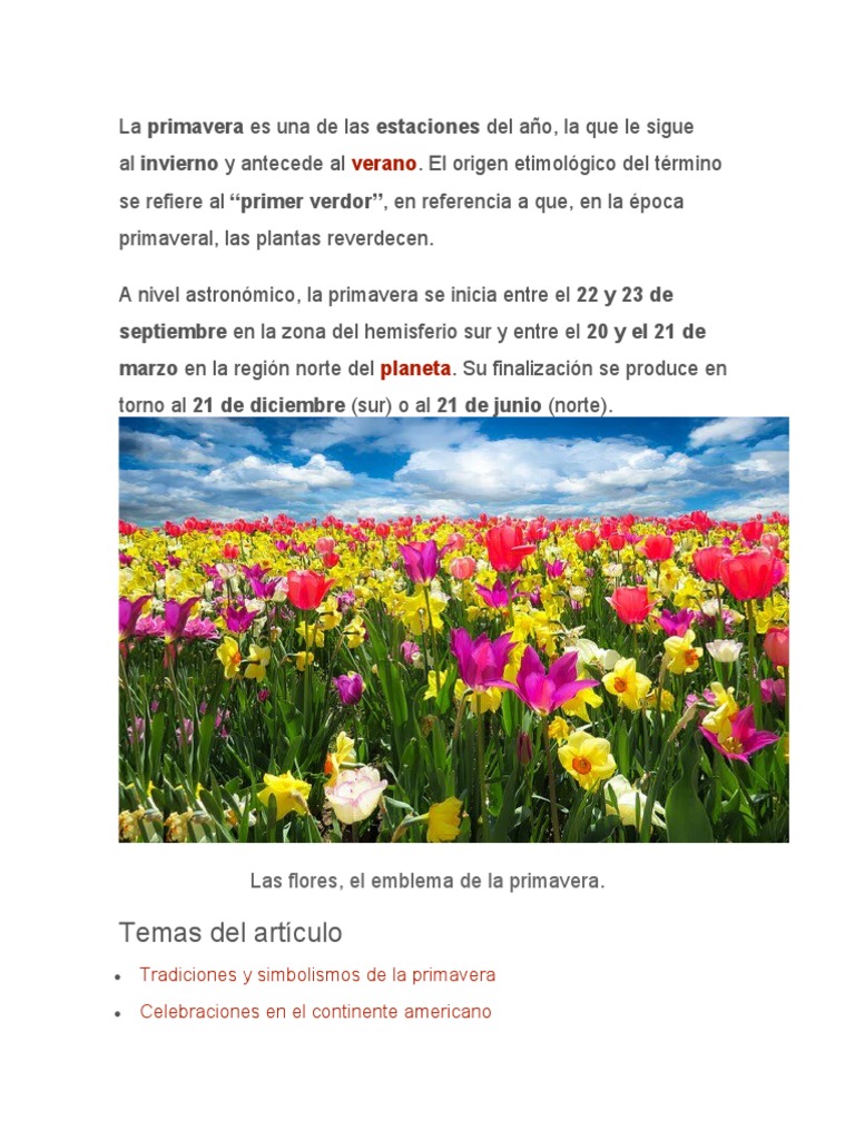 Primavera | PDF | Temporada de primavera) | Estaciones