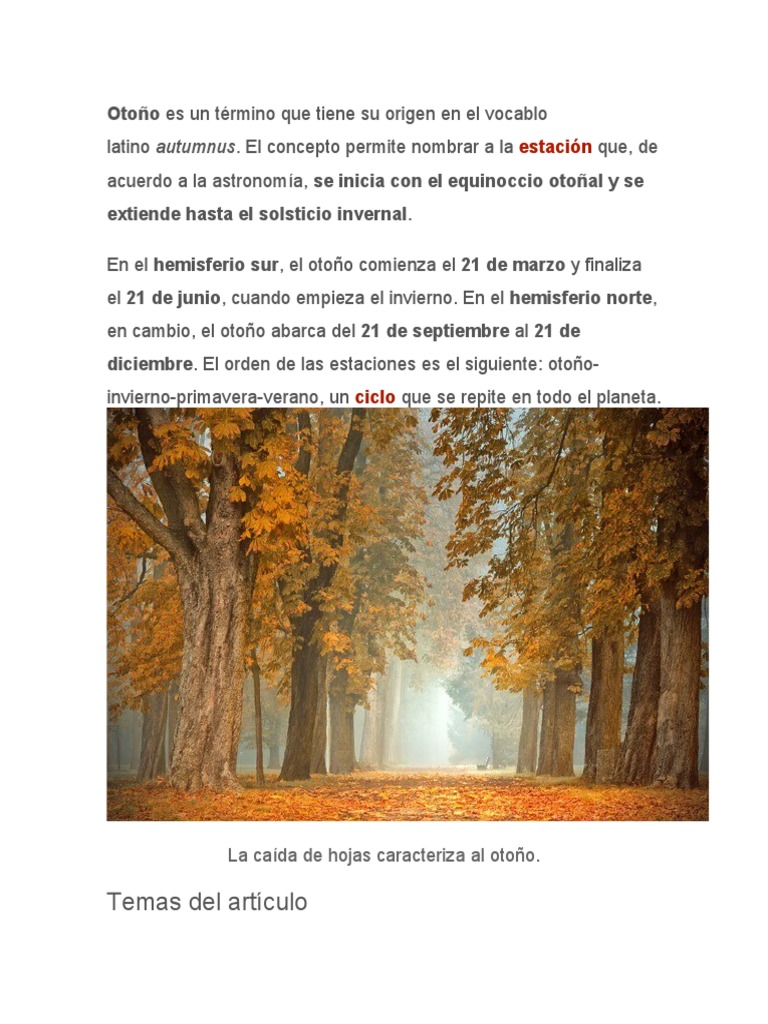 Características del Otoño y Flores | PDF | Otoño | Invierno