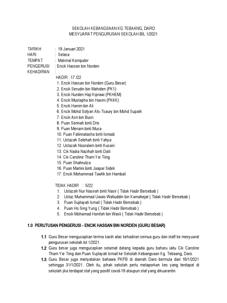 Minit SKTD Bil1 | PDF