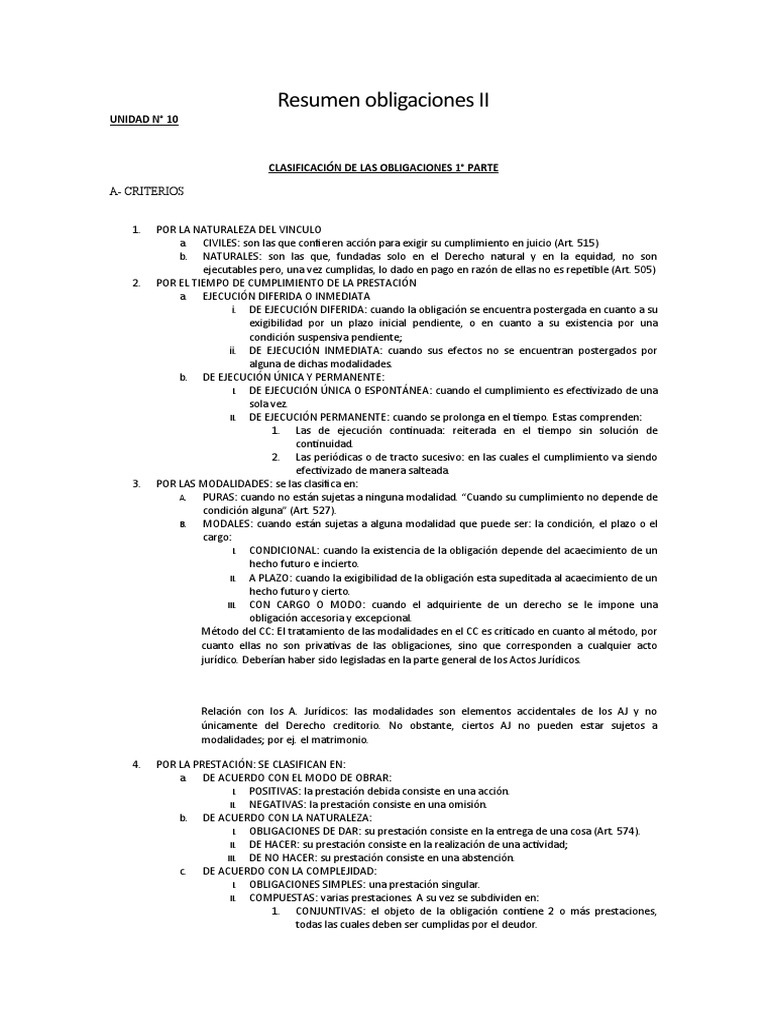 Clasificación de Obligaciones: Guía Completa | PDF | Pagos | Estatuto de limitaciones