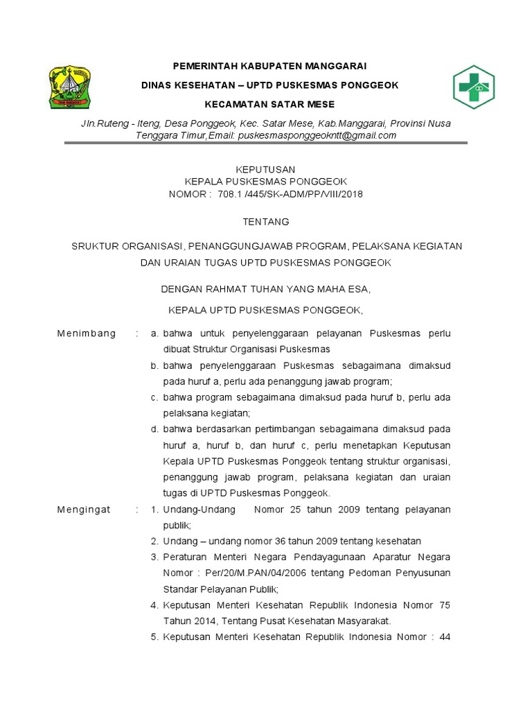 SK STKR Organisasi, PJ Program, Pel | PDF