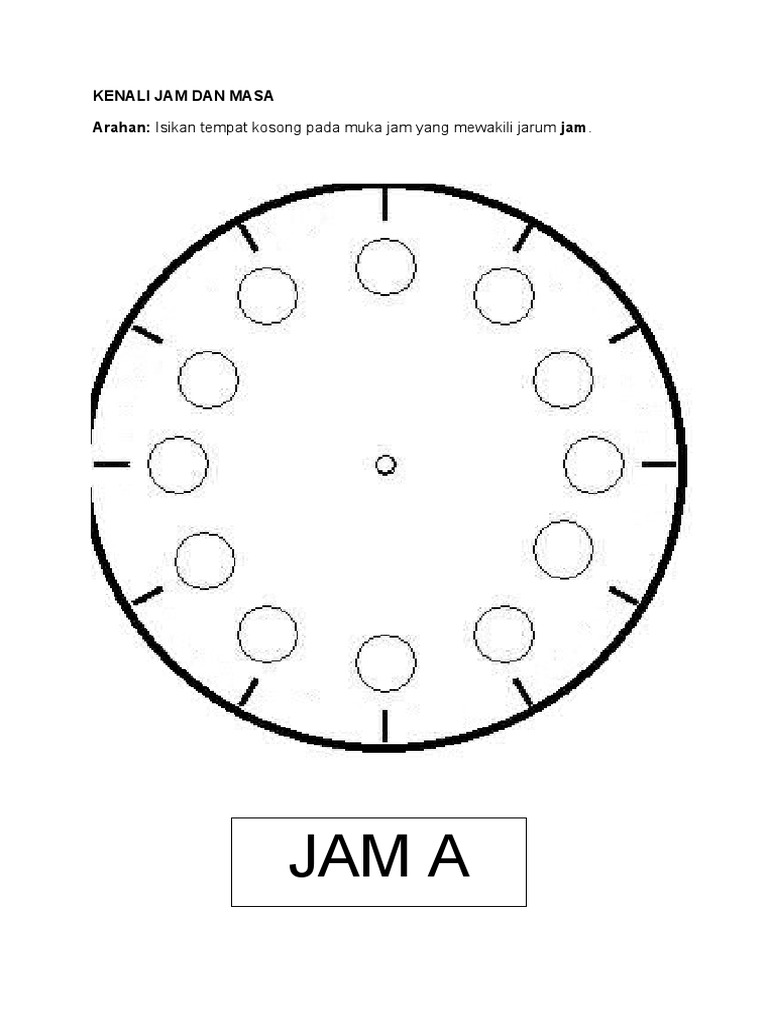 Lembaran Kerja Kenali Jam Dan Masa Muka Jam Matematik Tahun 1 | PDF