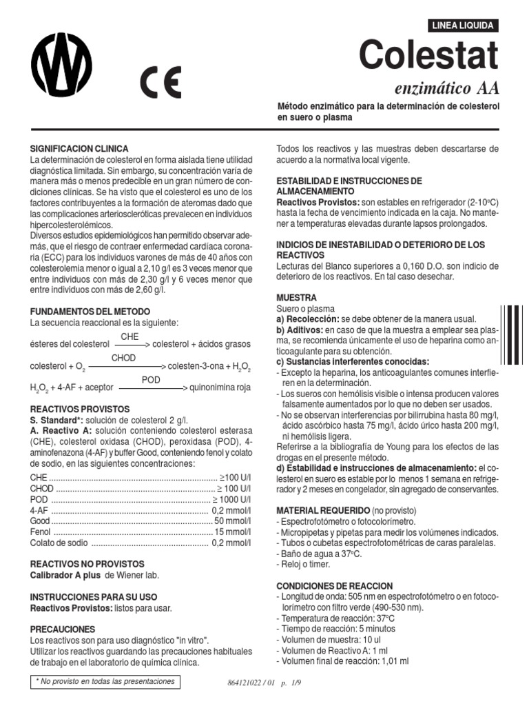 Colestat Enzimatico Aa Liquida SP 4x100 | PDF | Lipoproteína de alta ...