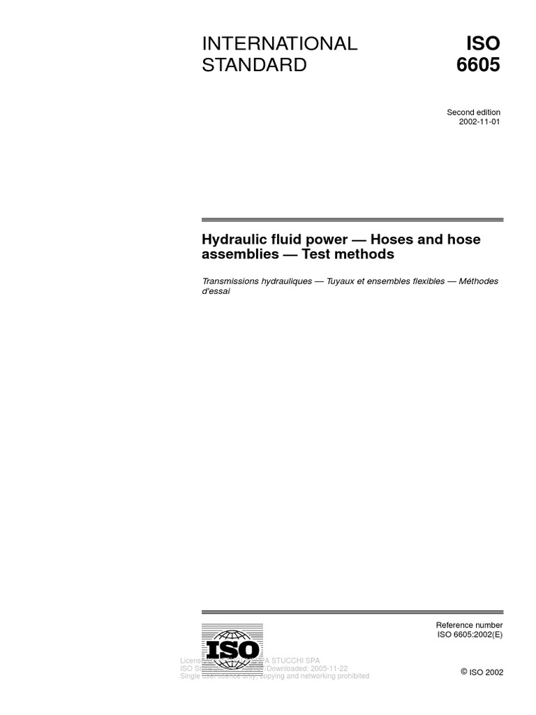 ISO 6605 - 2002 Hose Test Method | PDF | International Organization For ...