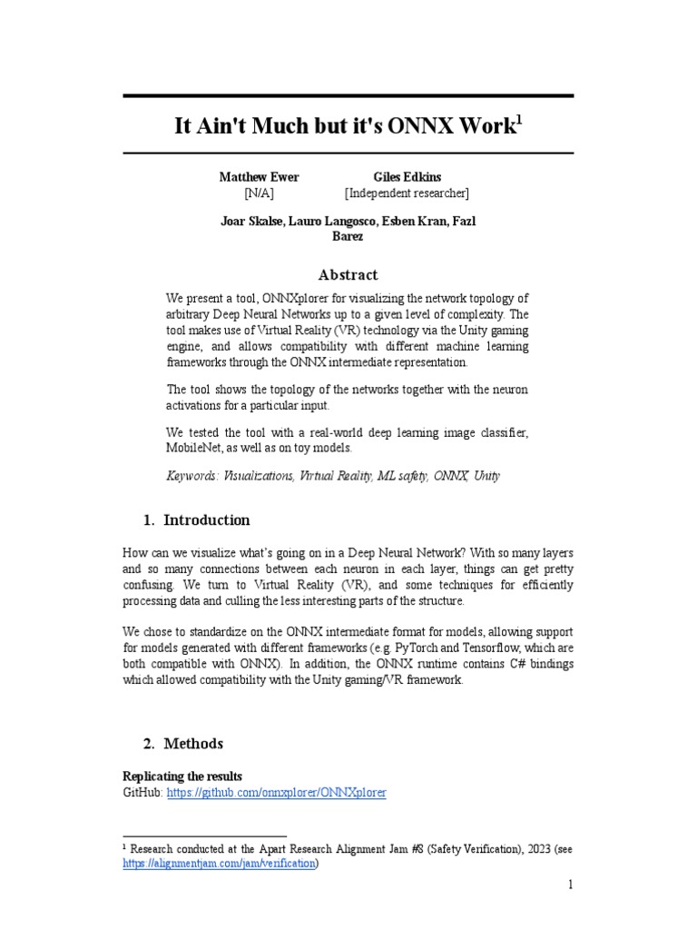 It Ain't Much But It's ONNX Work | PDF | Deep Learning | Machine Learning It Ain't Much But It's ONNX Work | PDF | Deep Learning | Machine Learning