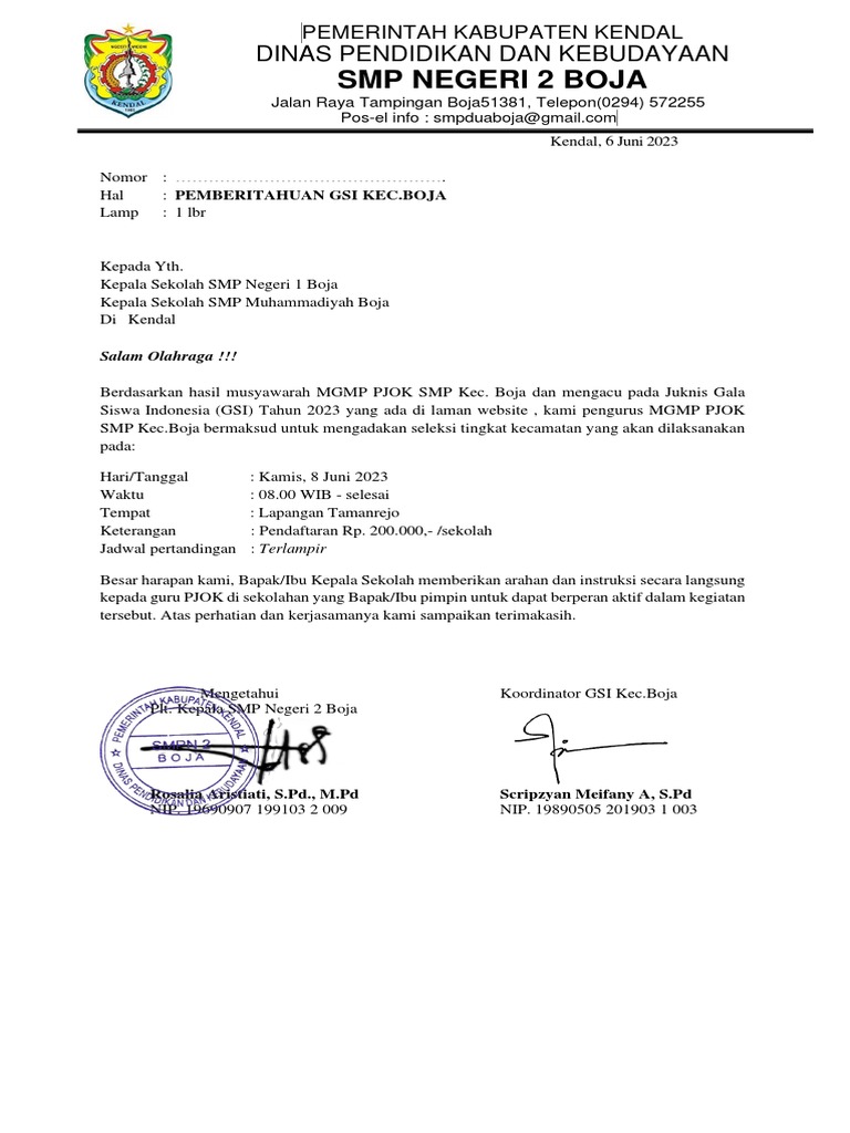 Surat Edaran Gsi Kec - Boja | PDF