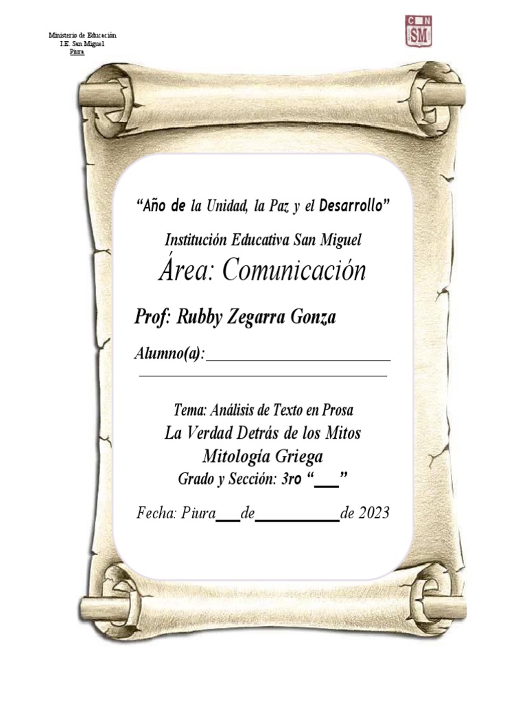 Ficha De Lectura La Verdad Detras De Los Mitos Pdf Minotauro Edipo