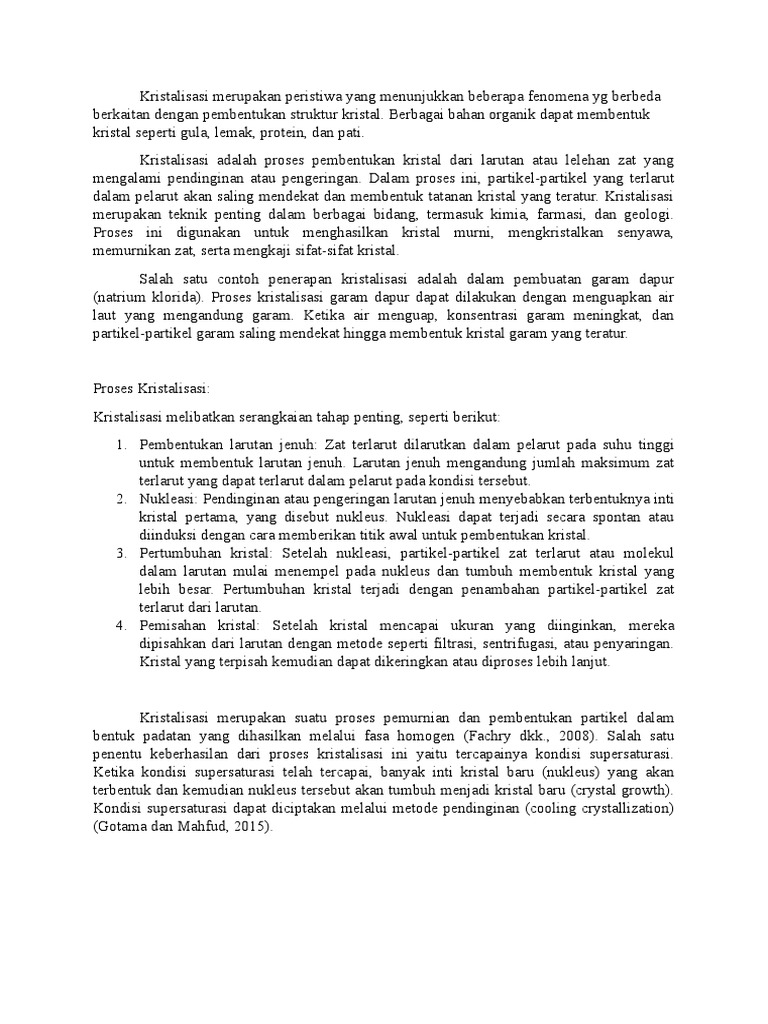Kristalisasi Adalah Proses Pembentukan Kristal Dari Larutan Atau ...