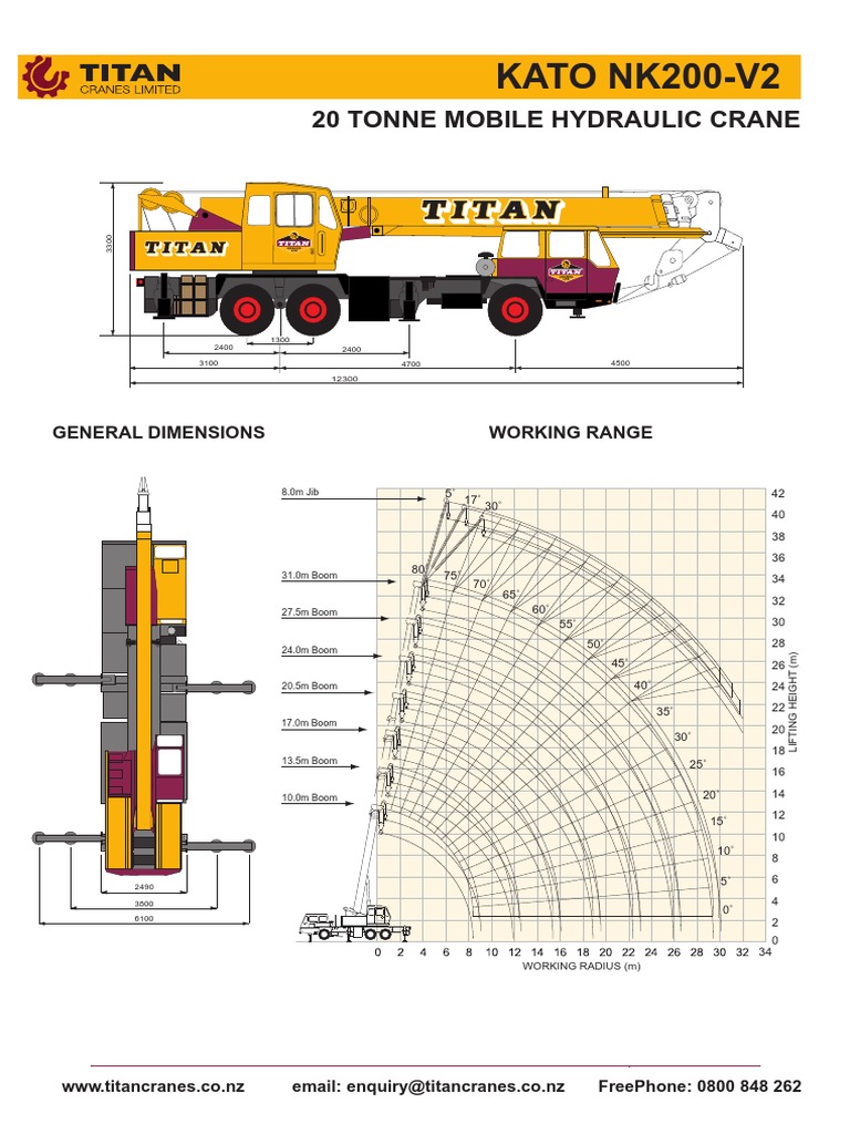 Kato NK200 20 Ton Crane Specifications | PDF | Crane (Machine ...
