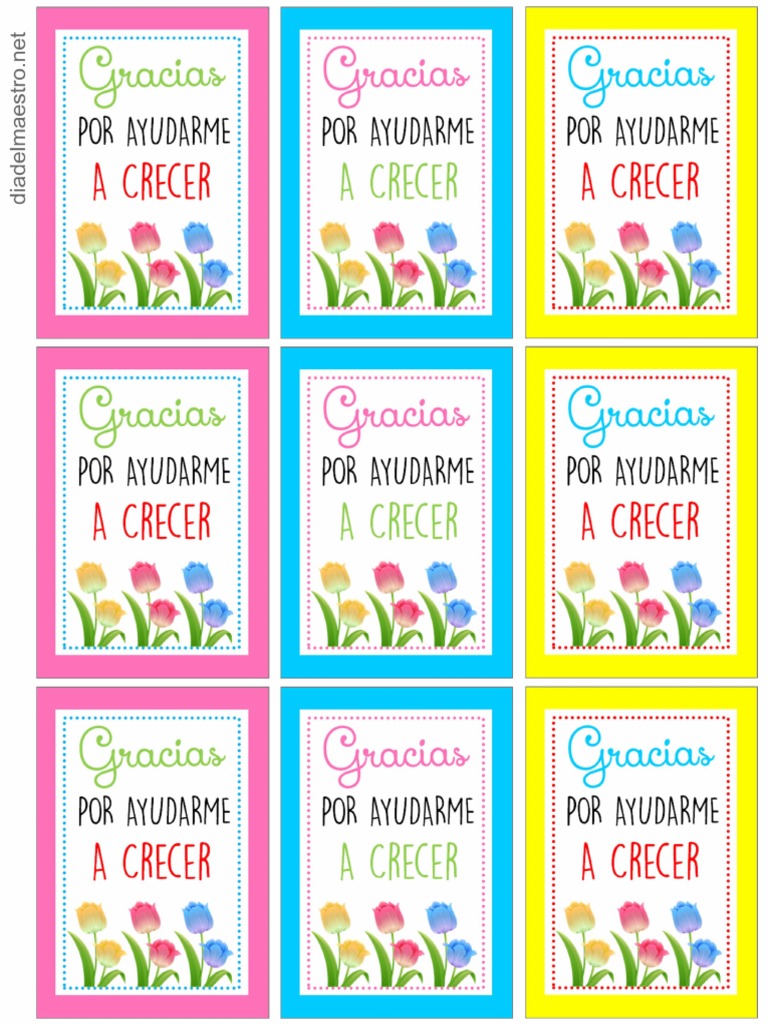 Tarjetas Gracias Por Ayudarme A Crecer | PDF