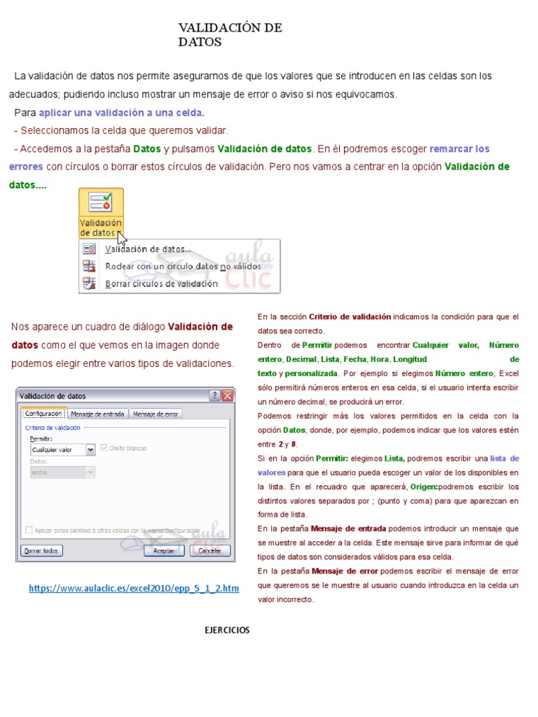 Guía de Validación y Tablas Dinámicas en Excel | PDF