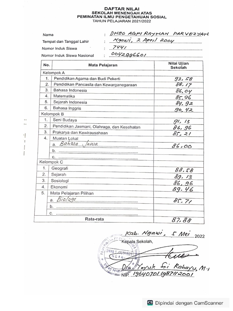 Transkrip Un Uan Slta Dheoagfirayhanparvezsyah | PDF