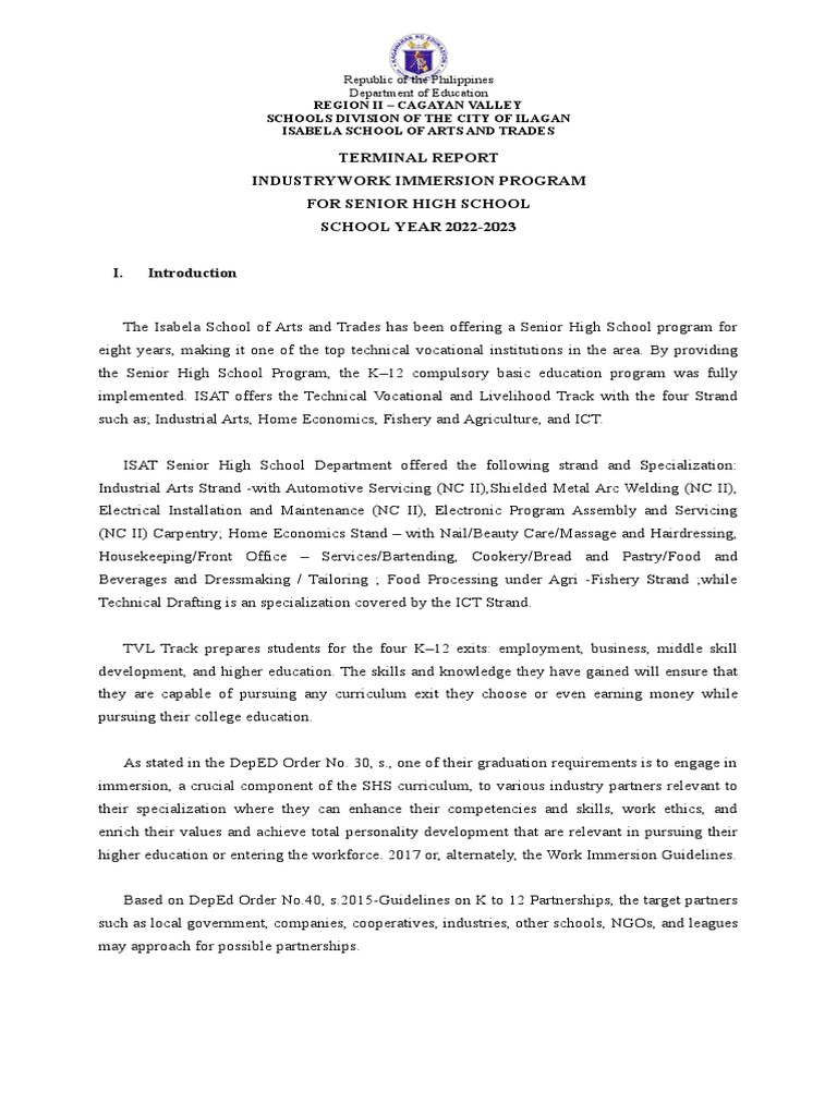 Terminal Report Immersion 22 23 Final | PDF