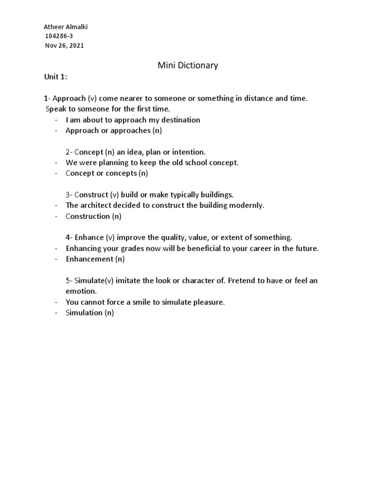 Mini Dictionary | PDF | Reason | Psychology