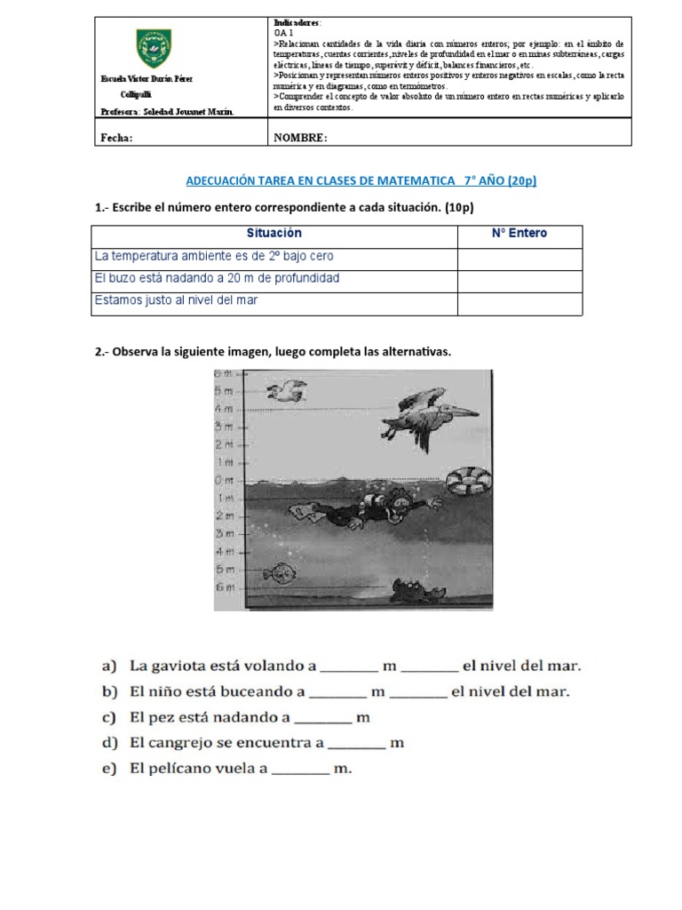 1° Tarea Evaluada Enteros | PDF