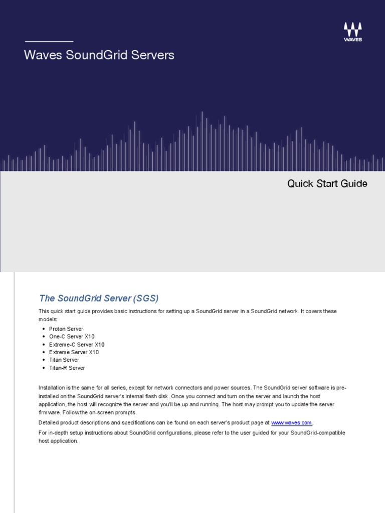 Soundgrid Servers Quick Start | PDF | Server (Computing) | Light Emitting Diode
