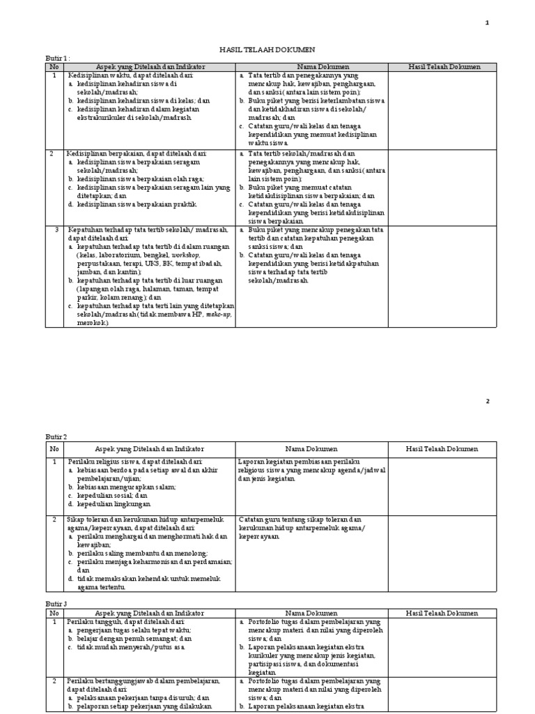 Format Telaah Dokumen | PDF