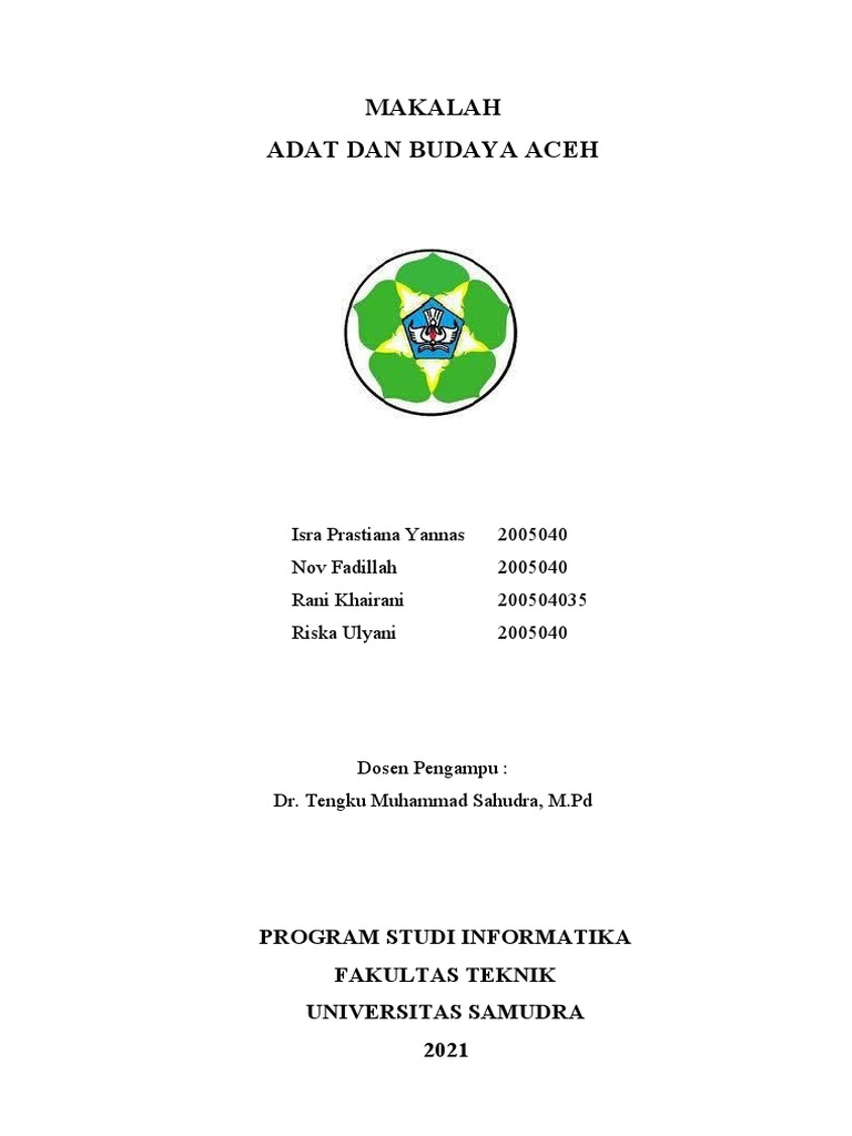 (Kelompok 1) Makalah Adat Dan Budaya Aceh | PDF