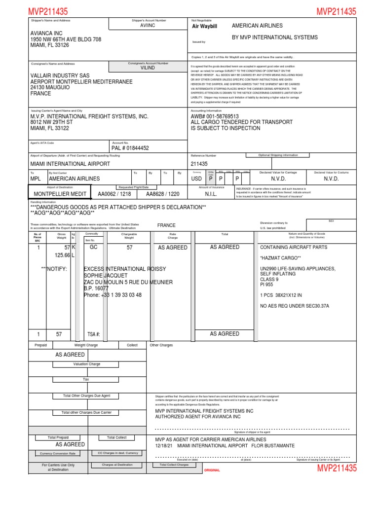 Airwaybill Laserasagreed HAW (MVP211435) | PDF | Cargo