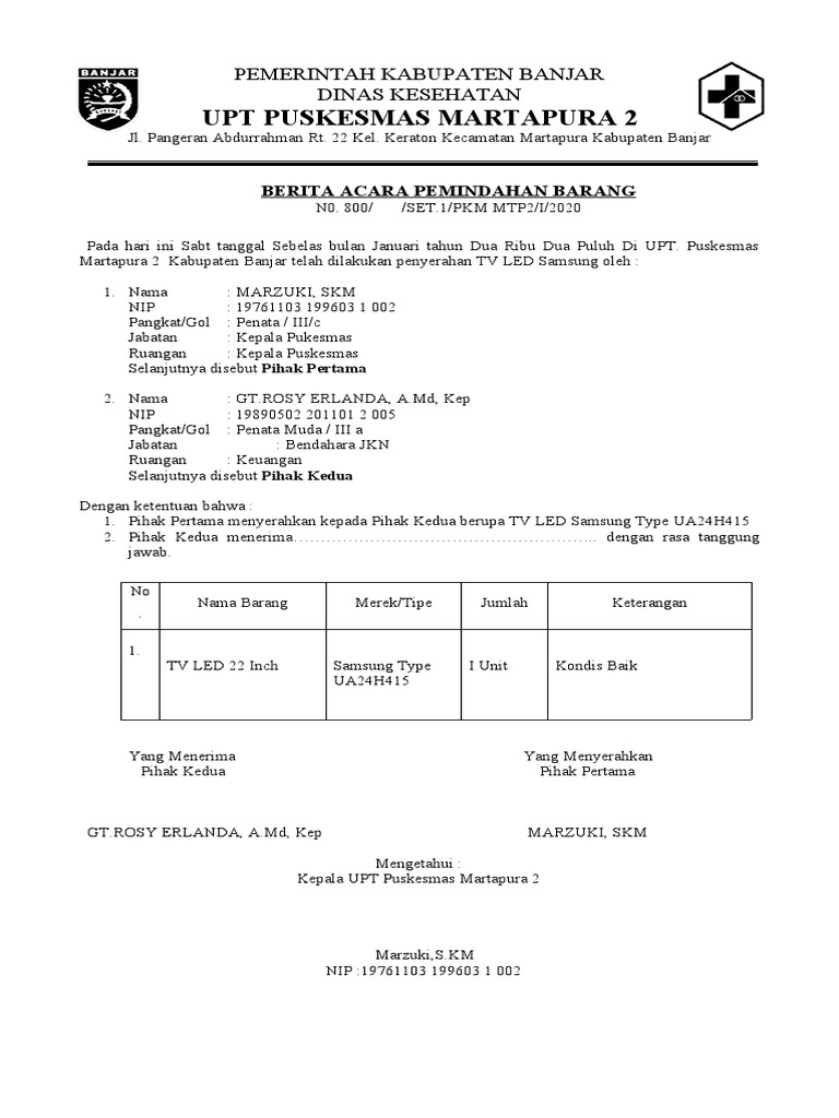 BA Pemindahan Barang 1 | PDF