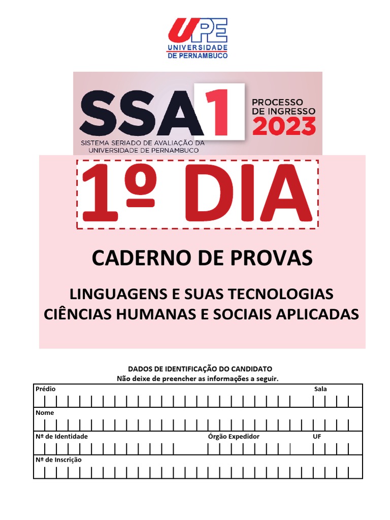 CADERNO DE PROVAS SSA 1 - 1 DIA 2023 Compressed | PDF | Barroco | Poesia