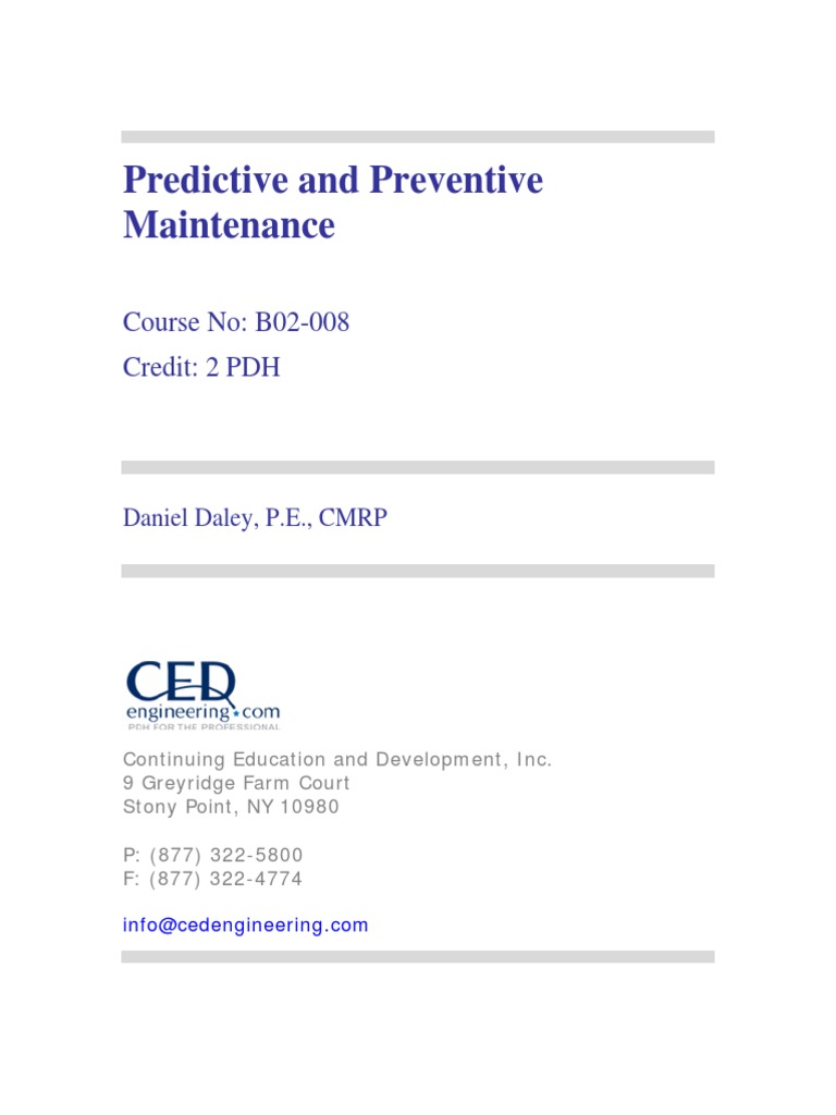Predictive and Preventive Maintenance | PDF | Reliability Engineering | Bearing (Mechanical)