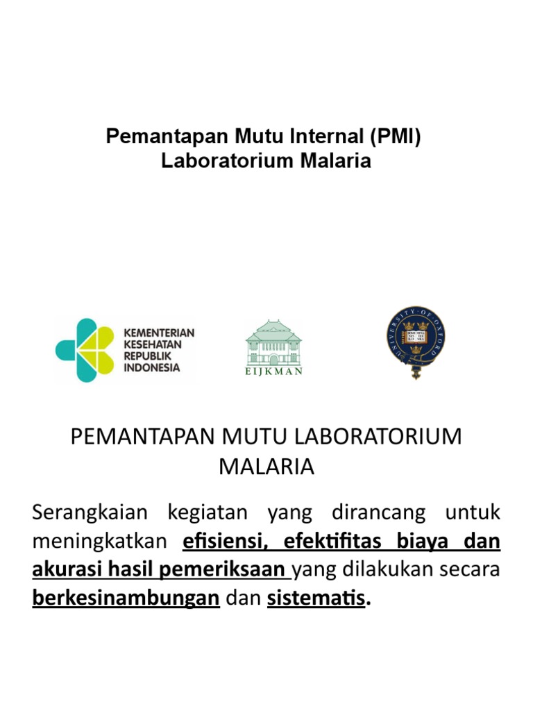 Pemantapan Mutu Internal Laboratorium Malaria | PDF