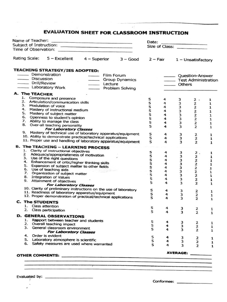 Evaluation Sheet | PDF