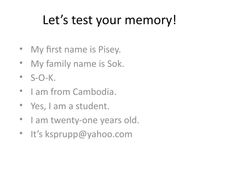 Let's Test Your Memory! | PDF