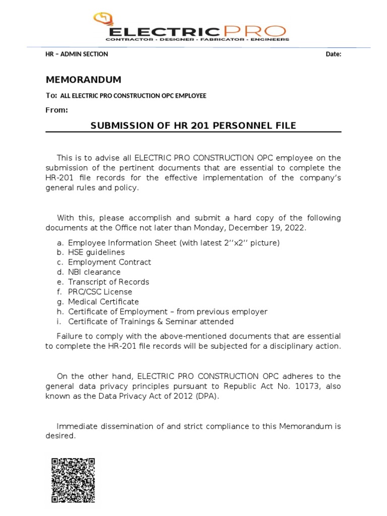 Epro Memorandum Template | PDF