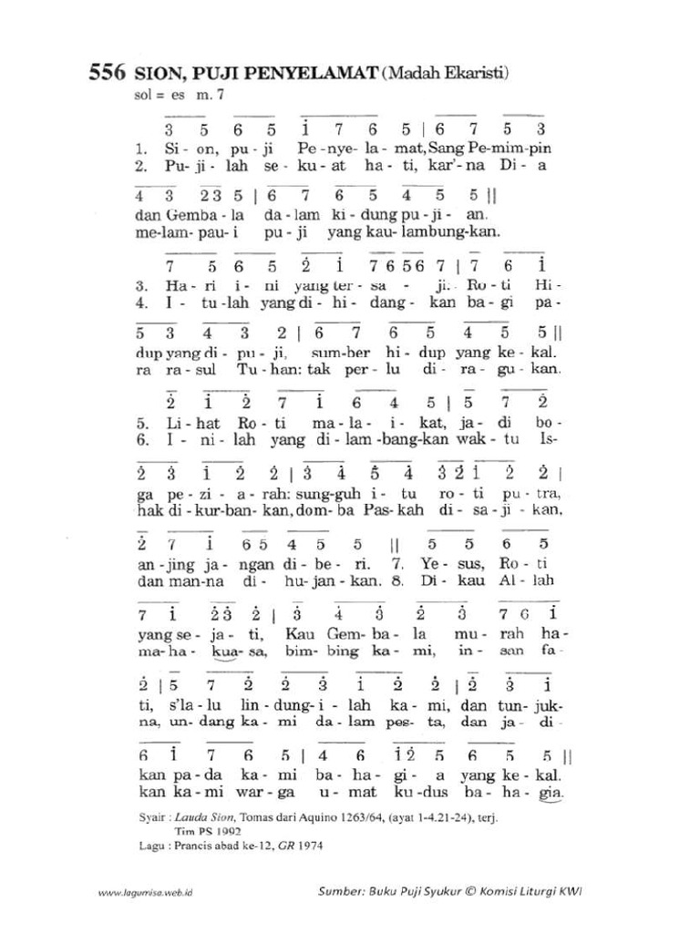 Sekuensia - Puji Syukur 556 - Madah Ekaristi | PDF